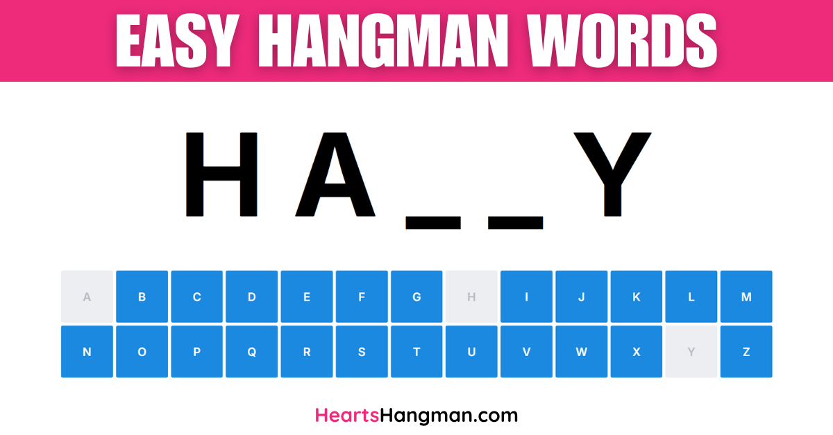Easy Hangman Words - heartshangman.com